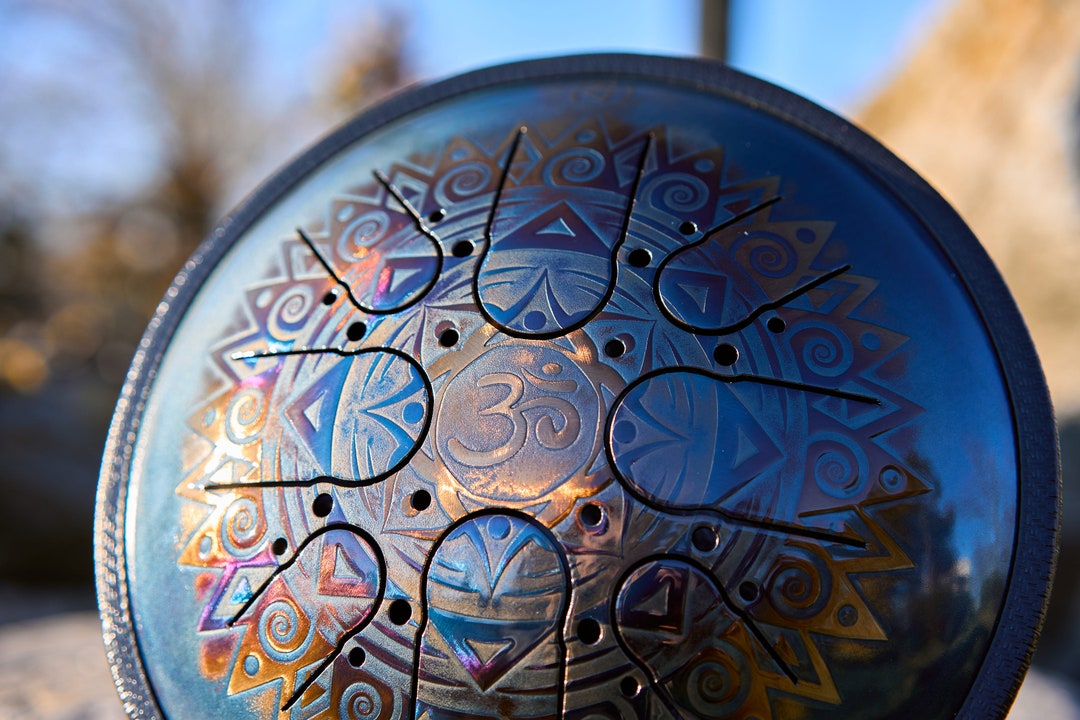 10-inch Steel Tongue Drum, Tank Drum Om Mandala for Meditation, Yoga ...