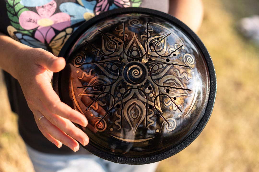 Steel Tongue 10-inch Drum Magic Flower, Handpan Drum for Meditation ...