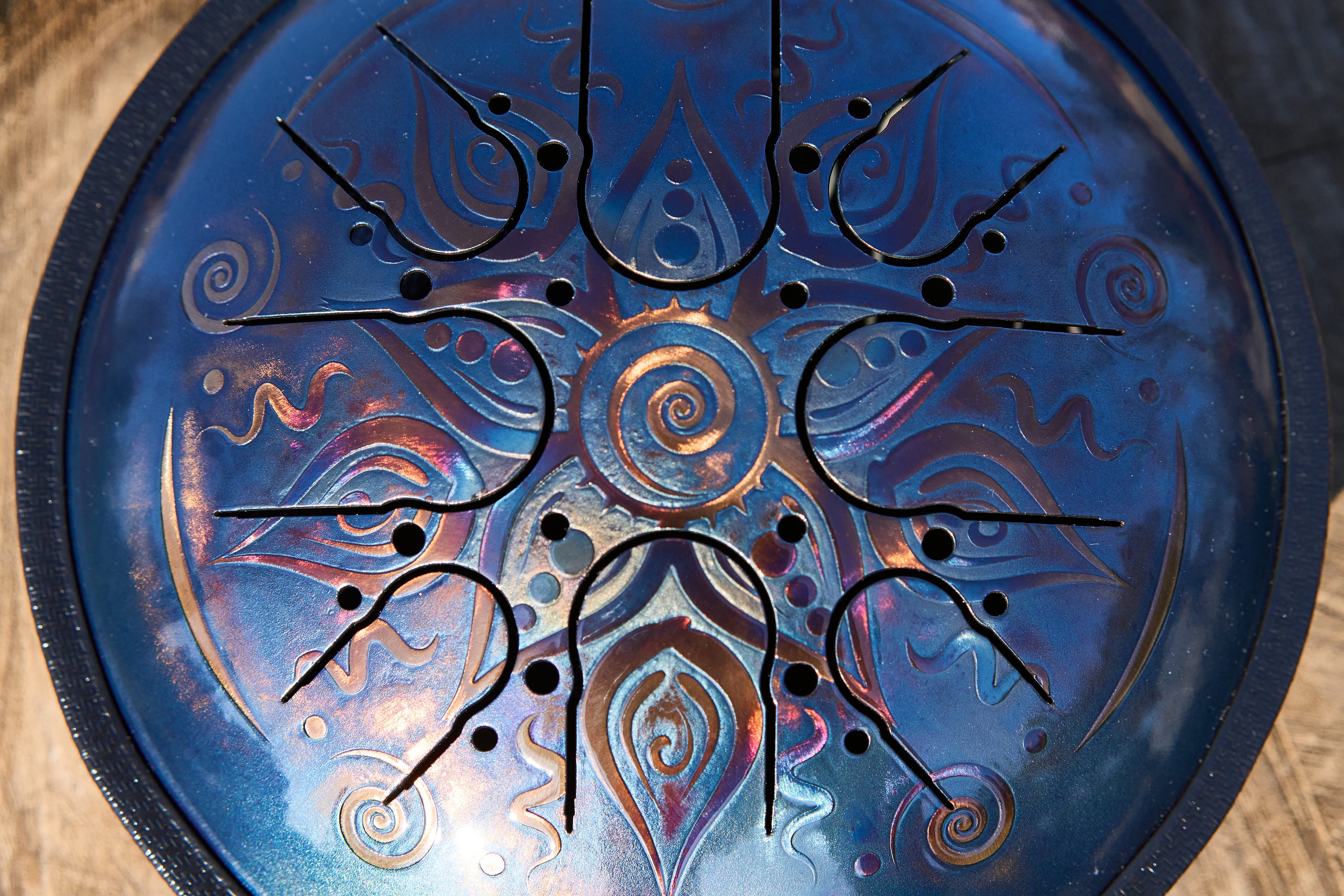 Steel Tongue Drum Magic Flower for Meditation, Engraved Tank Drum in ...