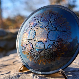 10-inch Steel Tongue Drum, Tank Drum Om Mandala for Meditation, Yoga ...
