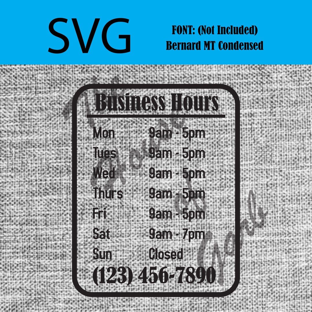 Business Hours SVG, AI, Business Hours Template for Vinyl - Etsy
