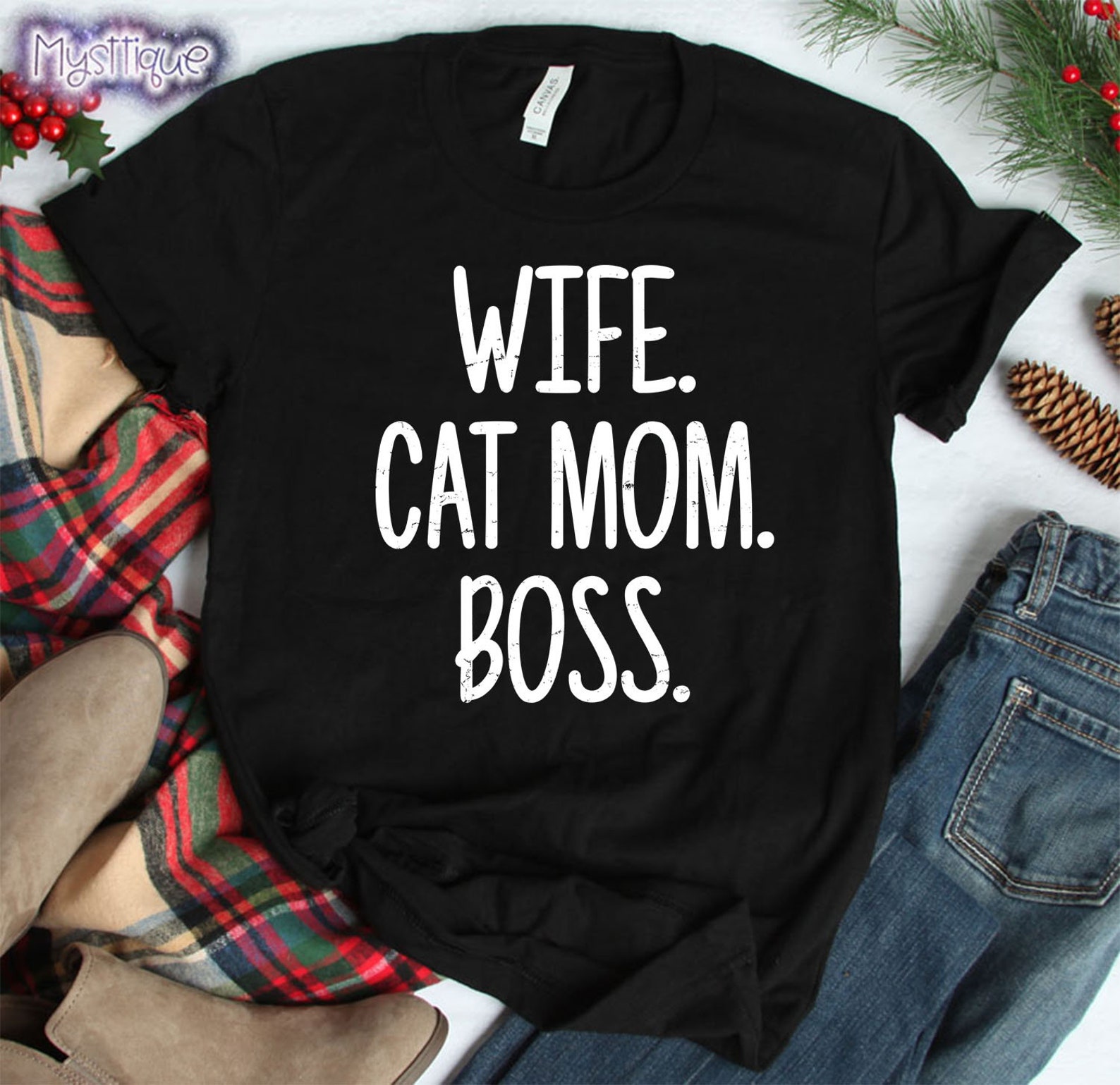 Wife, Cat Mom, Boss Shirt, Wifey Shirt, Mothers Day Gift, Cat Lover ...