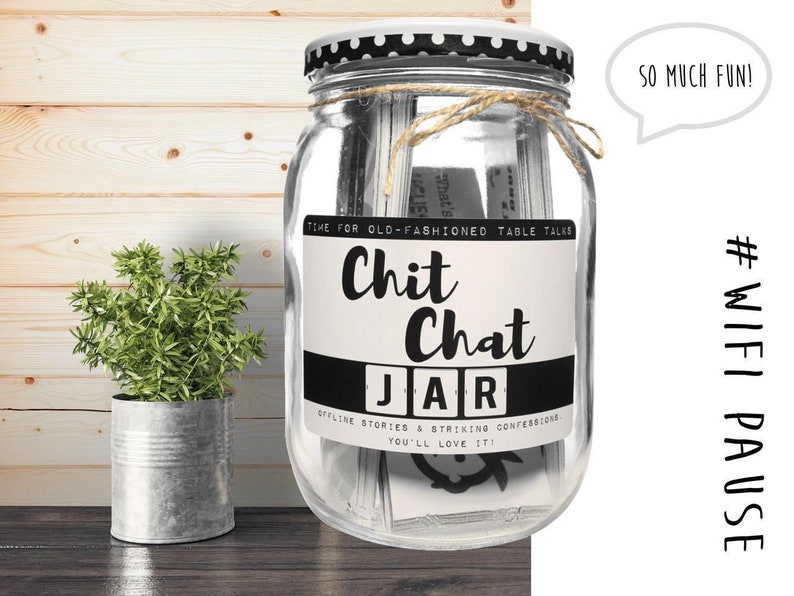 Dinner Party Game Chit Chat Jar Converstaion Starter Just | Etsy