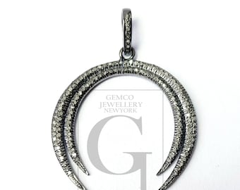 Pave Diamond Rosecut 925 Sterling Silver Handmade Beautiful - Etsy