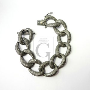 Very Beautiful Link Chain Pave Diamond Designer Bracelet Handmade ...