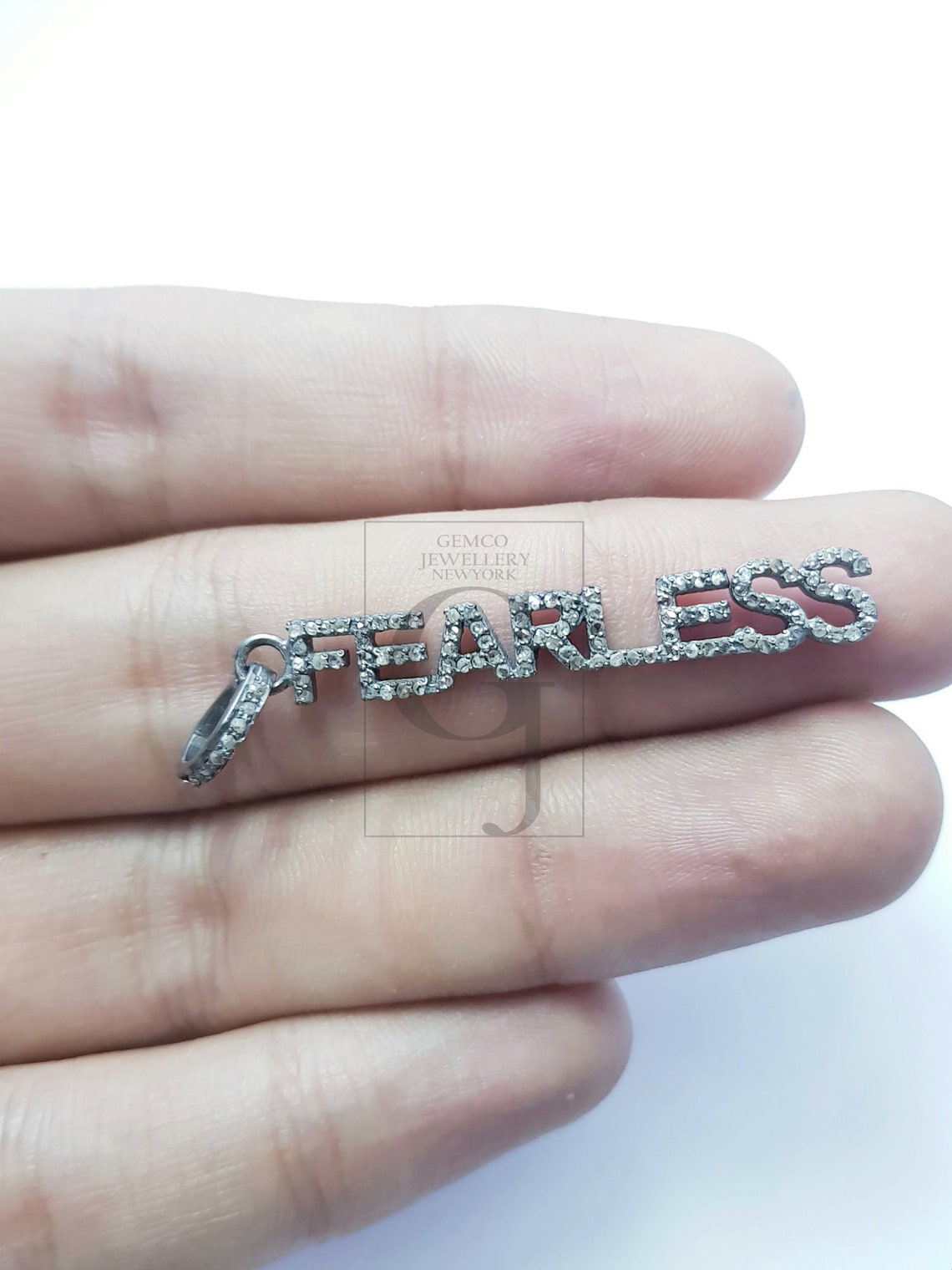 Very beautiful FEARLESS word designer Rosecut pave diamond | Etsy