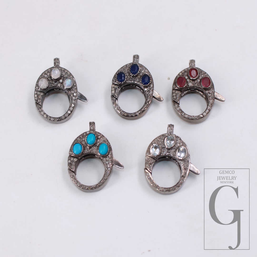 Pave Diamond Lobster Clasp – Rosecut Diamond Lock | 925 Sterling Silver ...