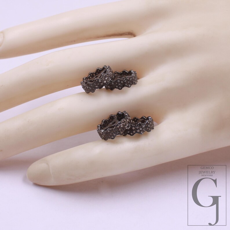 1pc 12mm Size Handmade Rosecut Pave Diamond Rondelle Bead: 925 Sterling ...