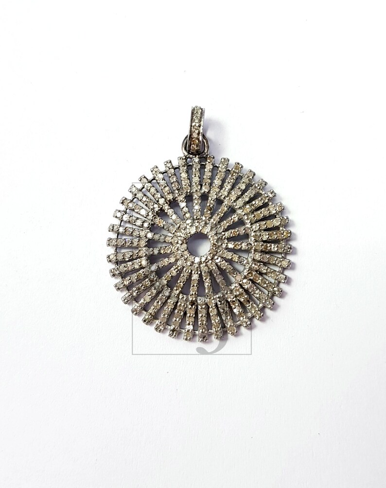 Beautiful Design Rosecut Pave Diamond Pendant 925 Sterling - Etsy