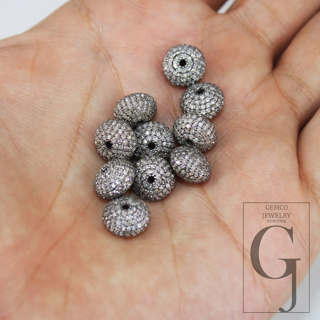 8mm/10mm/12mm Rondelles Pave Diamond Bead / Pave Spacers Design Pave ...