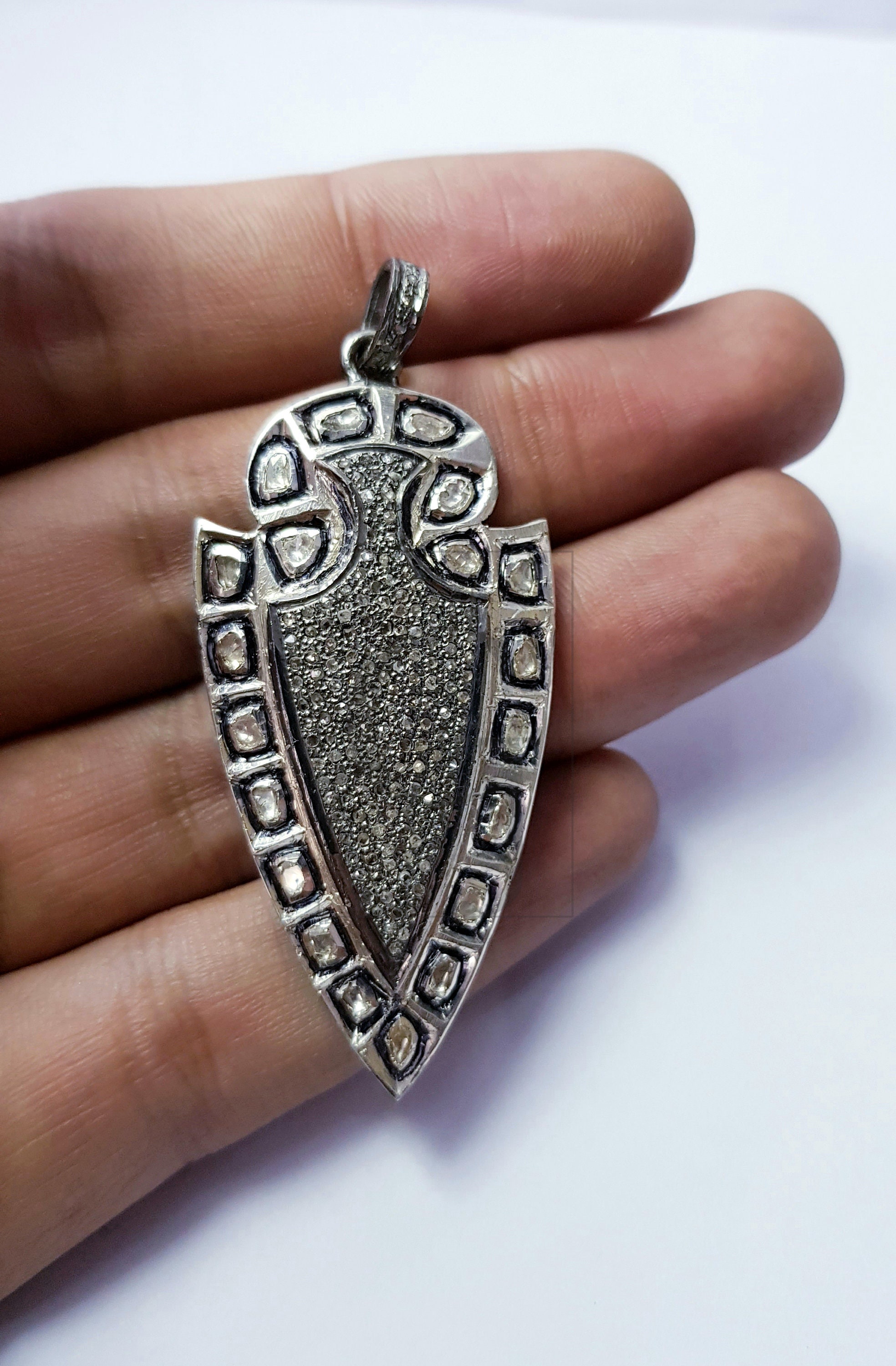 Handmade Sterling Silver Arrowhead Diamond Pendant: Hollywood Style - Etsy