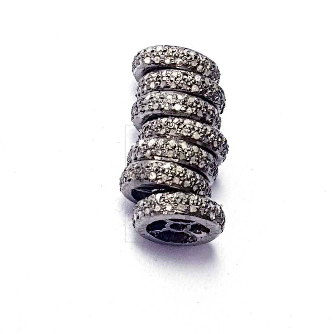 Rondelle Pave Diamond Beads – 6mm/8mm/10mm/12mm Spacer Beads in 925 ...