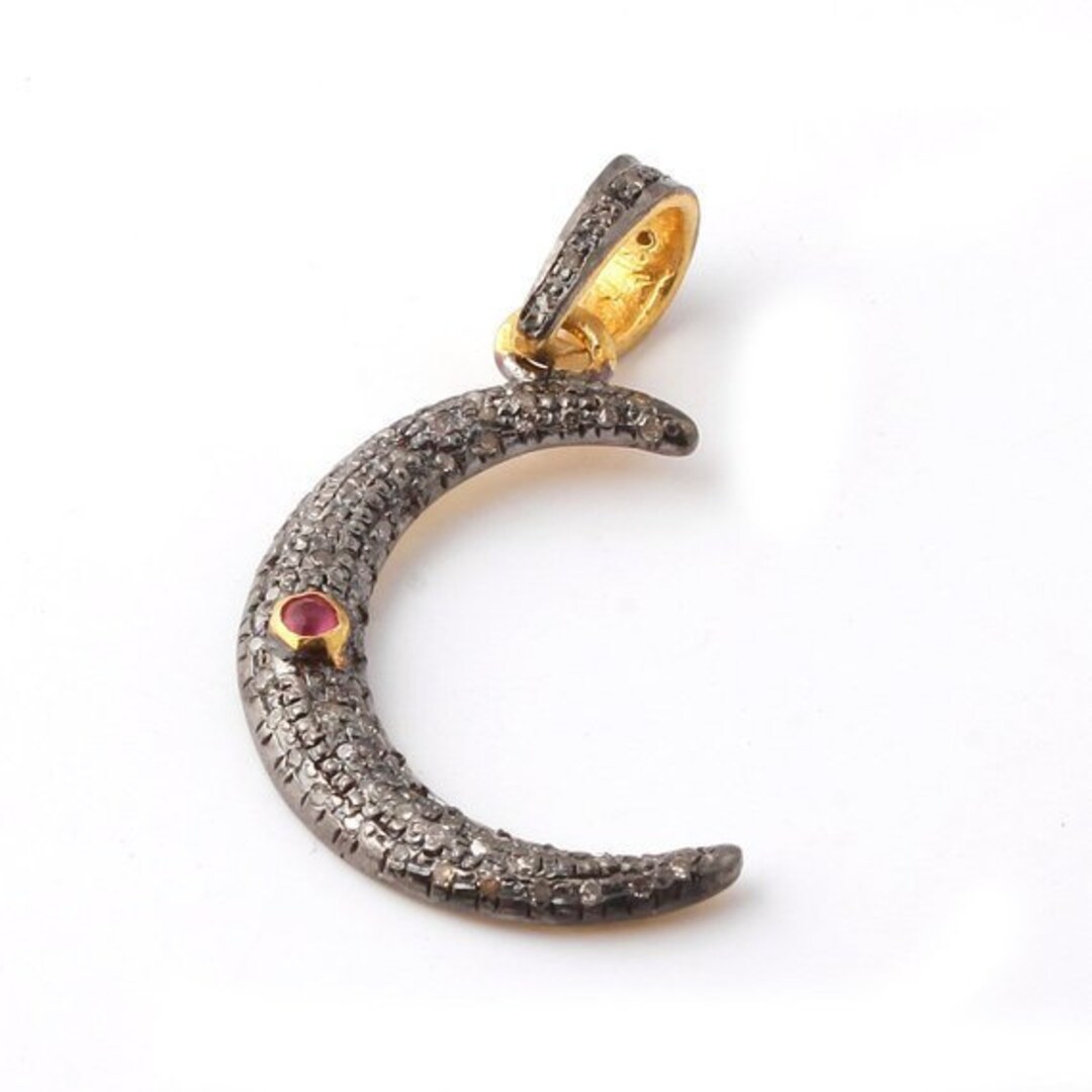 Pave Diamond Rosecut Pendant 925 Sterling Silver Pendant Handmade ...