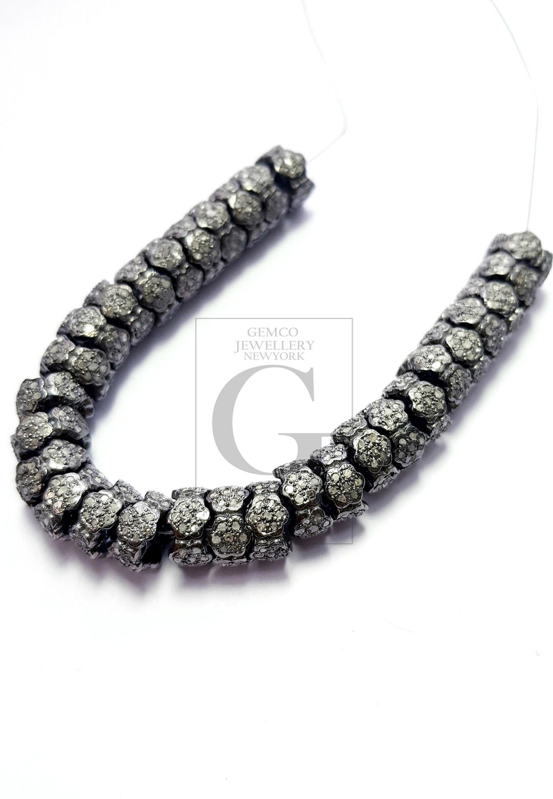 Handmade Rosecut Pave Diamond Rondelle Bead: 925 Sterling Silver - Etsy