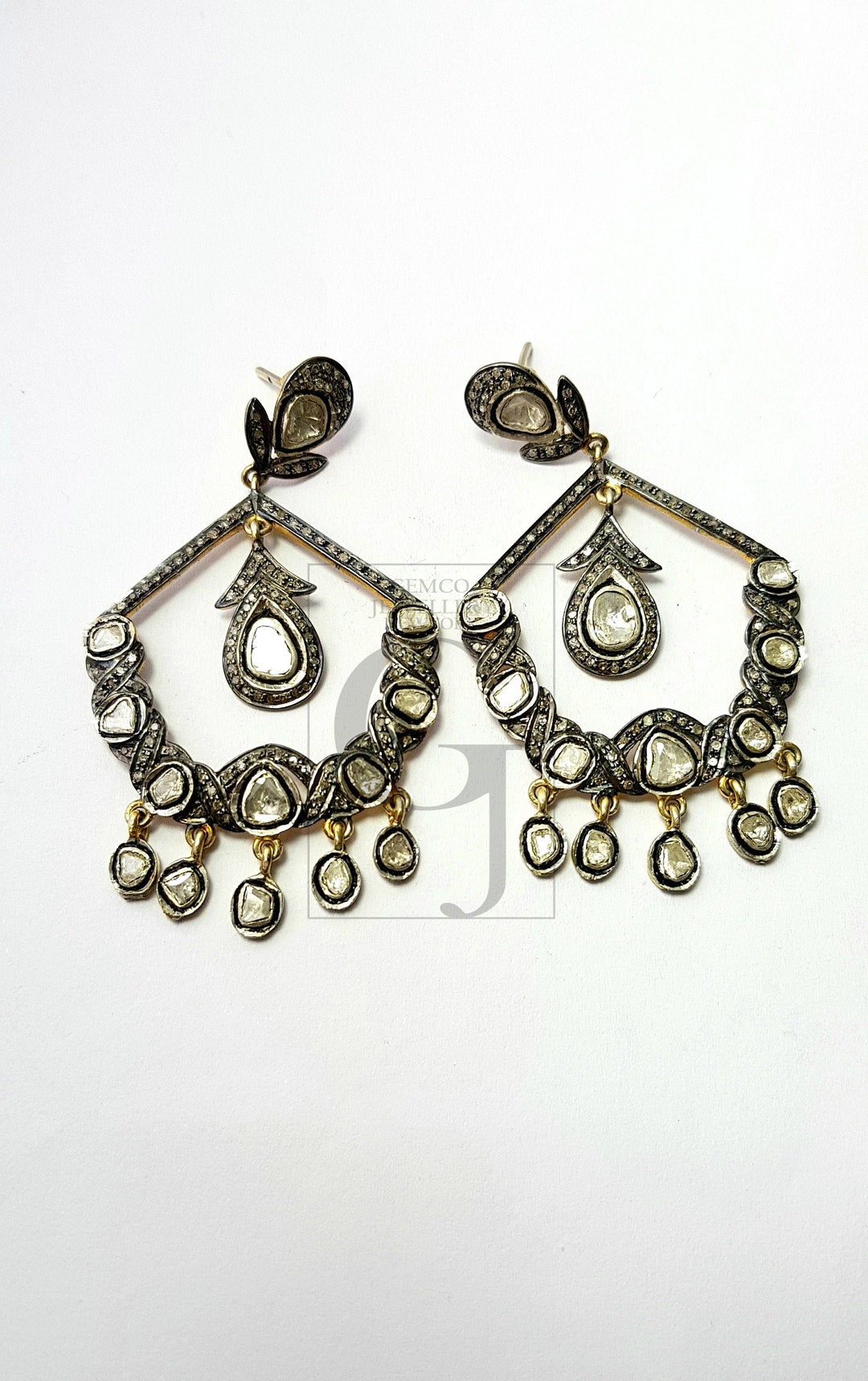 Beautiful Indian Stile Flat Diamond Designer Rosecut Pave Diamond ...