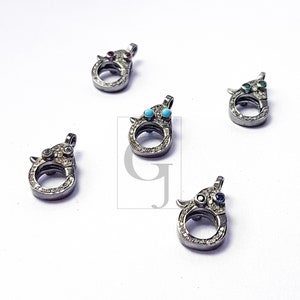 Both Sided Color Stone Design Clasp, Pave Rosecut Diamond Clasp, 925 ...