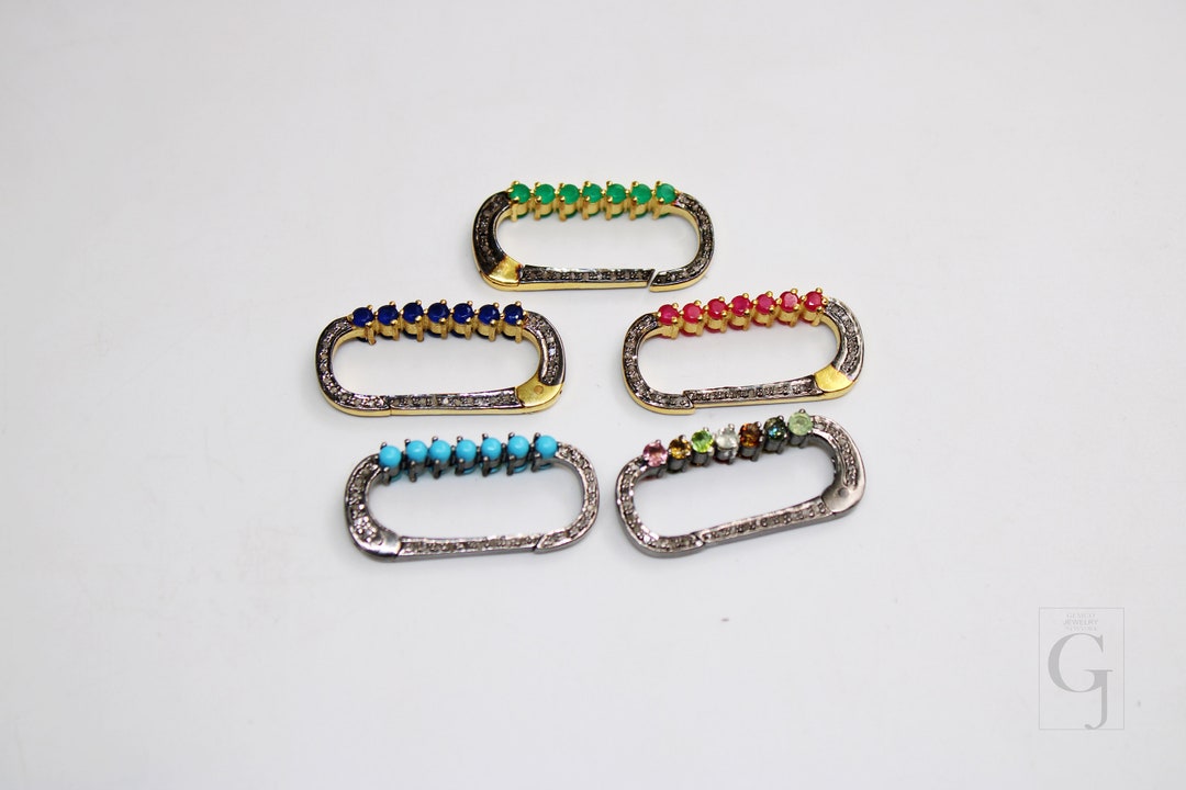 Rosecut Diamond Paper Clip Clasp: Sterling Silver Spring Lock, Gemstone ...