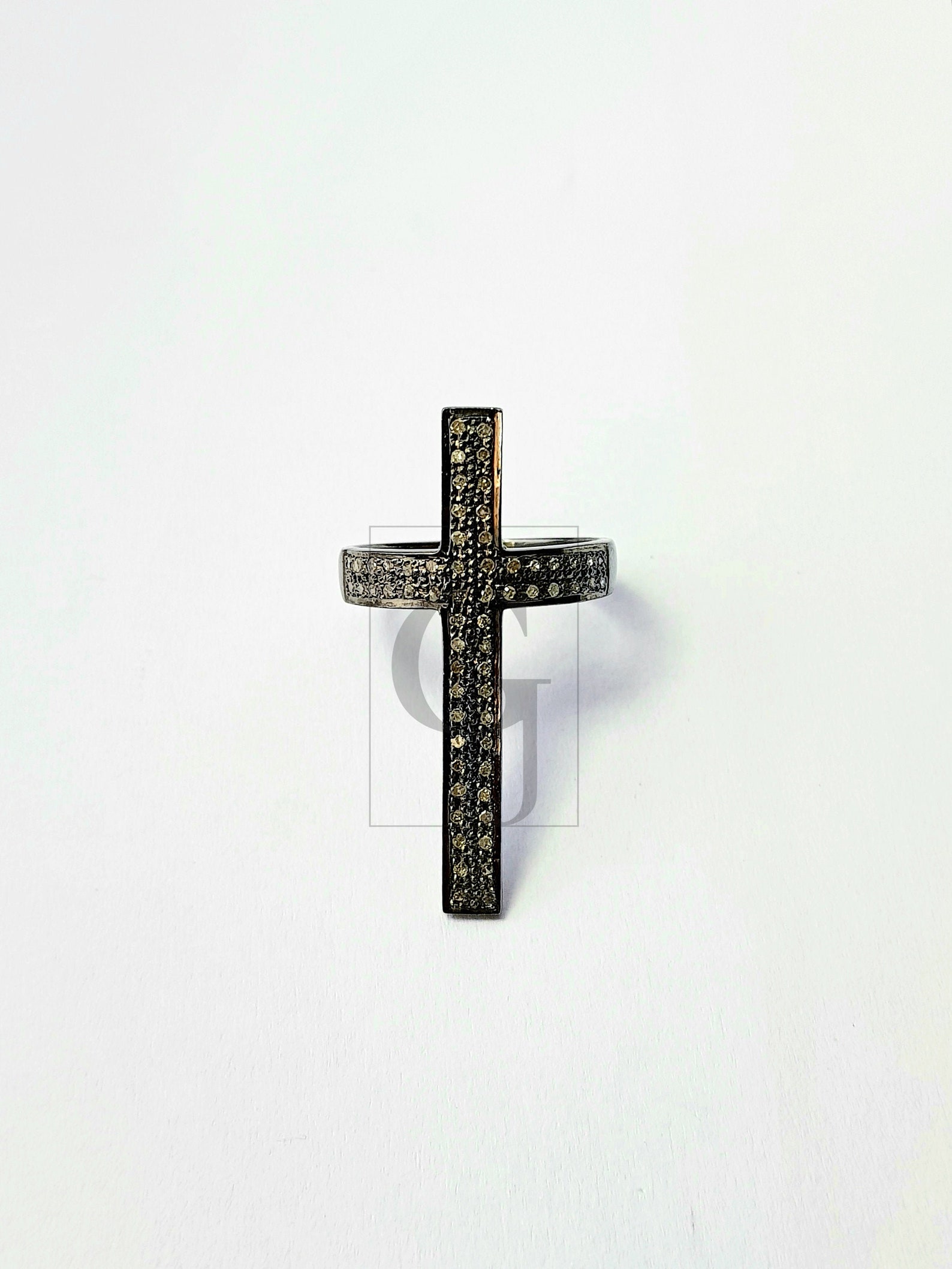 Beautiful Cross Design Pave Diamond Ring Rosecut Pave Diamond - Etsy