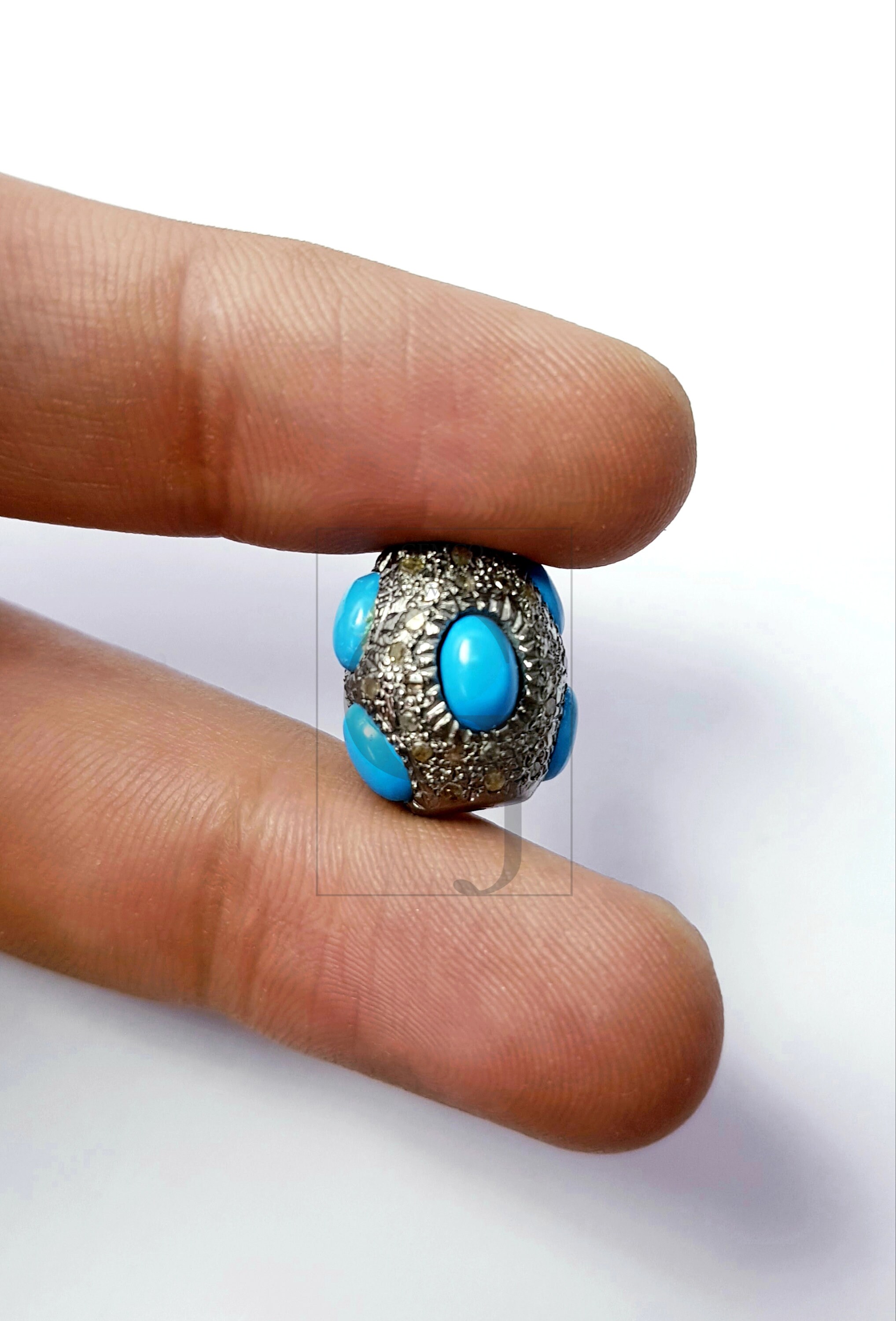 Very beautiful Rosecut pave diamond bead 925 sterling silver | Etsy