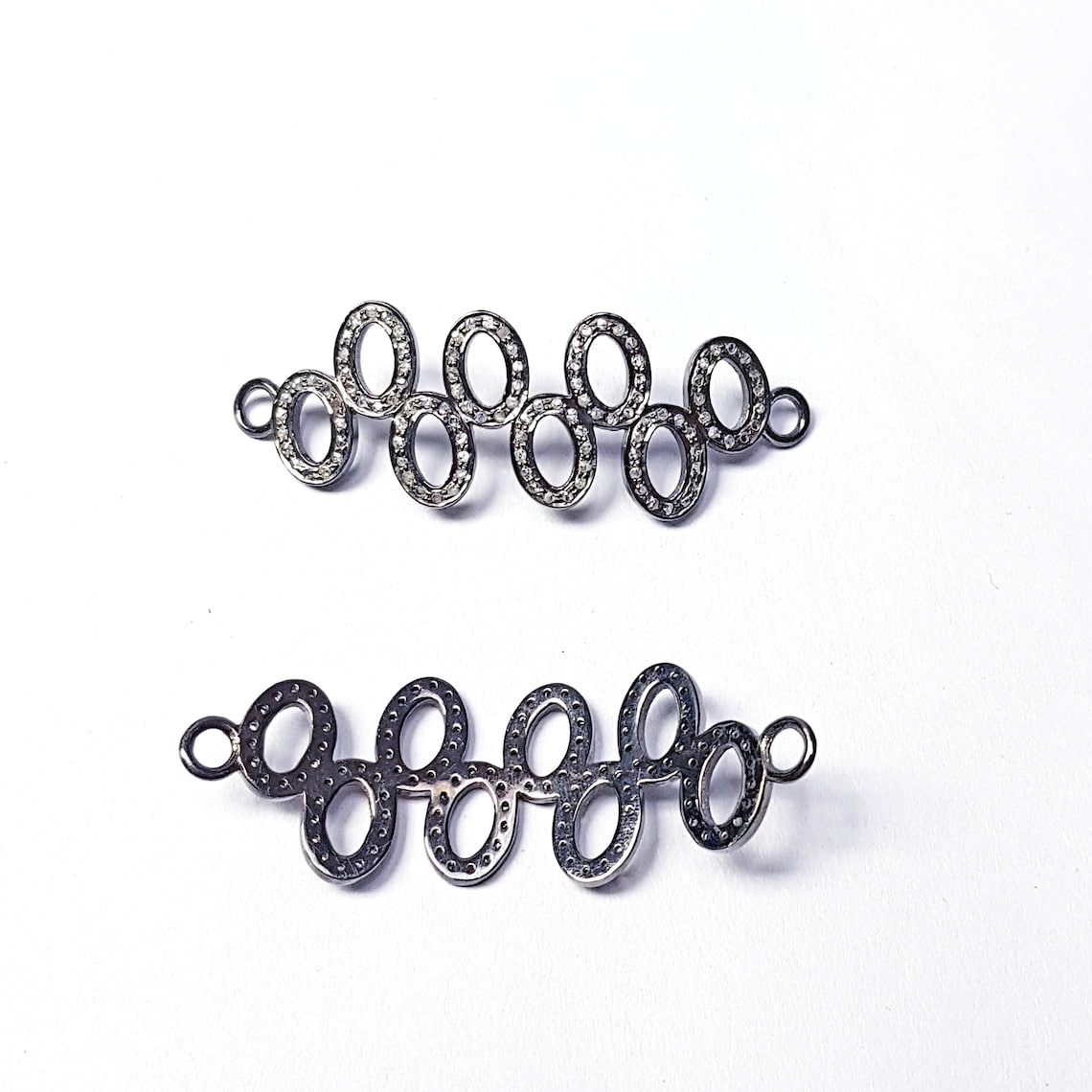 Pave diamond connector sterling silver connector diamond | Etsy