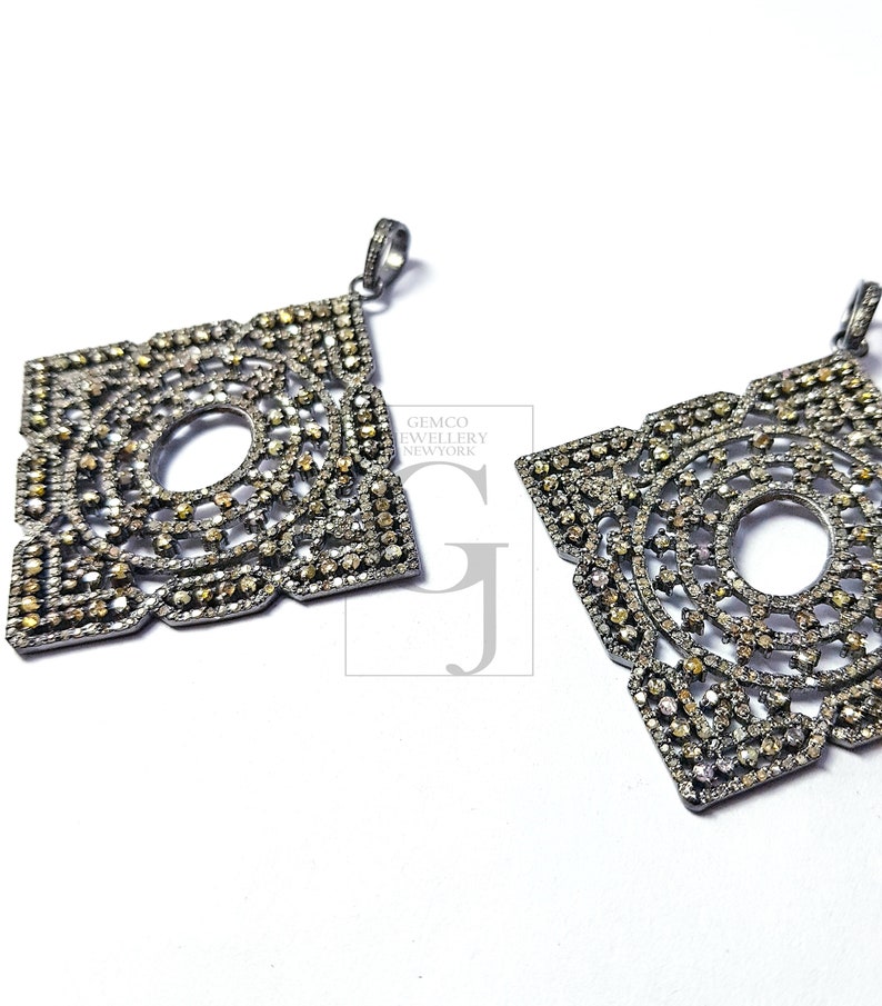 Very Beautiful Square Geometrical Design Pendant Pave Diamond - Etsy