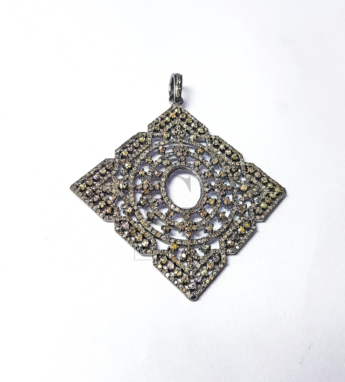 Very Beautiful Square Geometrical Design Pendant Pave Diamond - Etsy