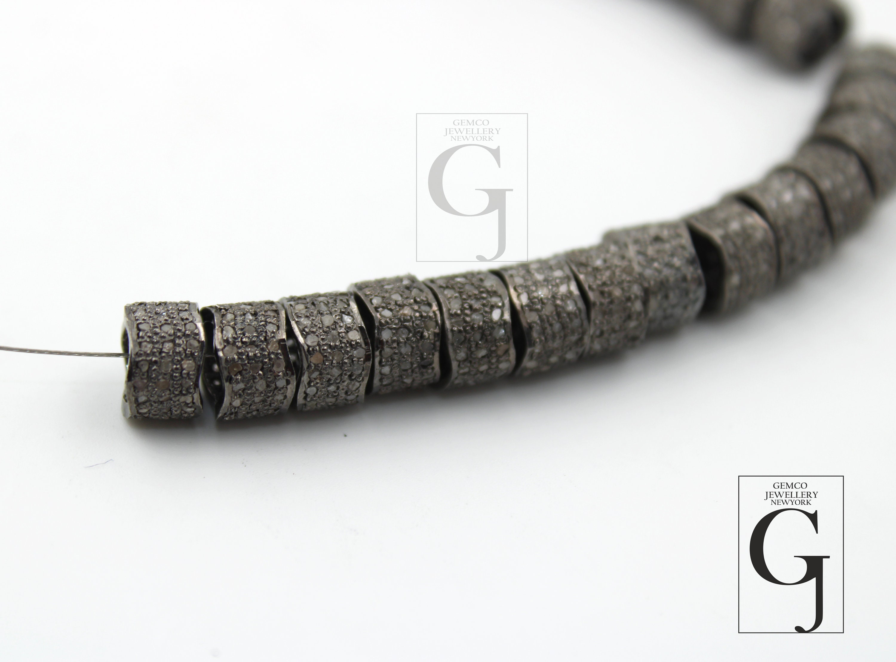 Rondelles Pave Diamond Bead / Spacers Design Pave Diamond 925 | Etsy