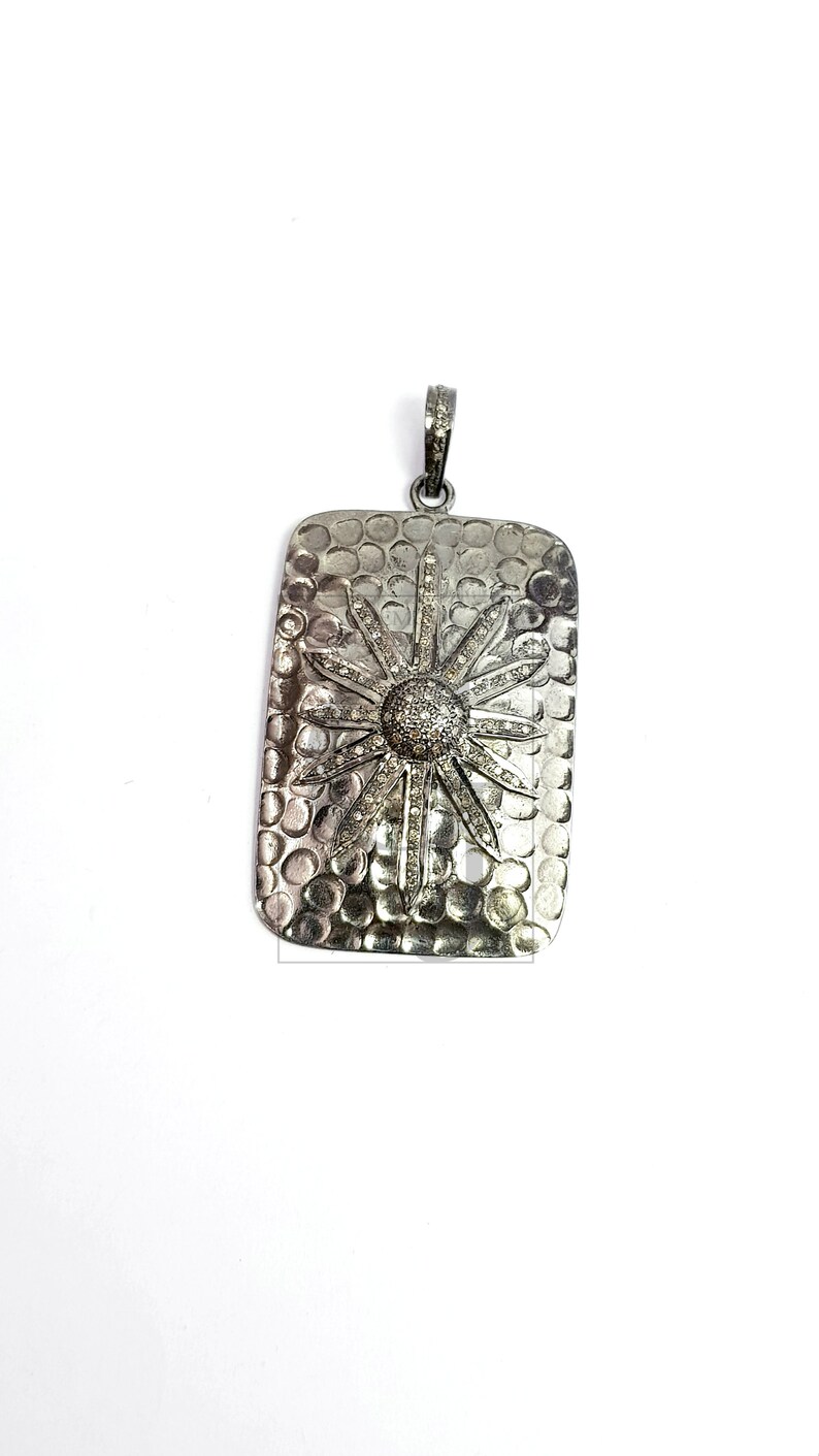 Rectangle Shaped Sunburst Designer Diamond Charm Pave Diamond - Etsy