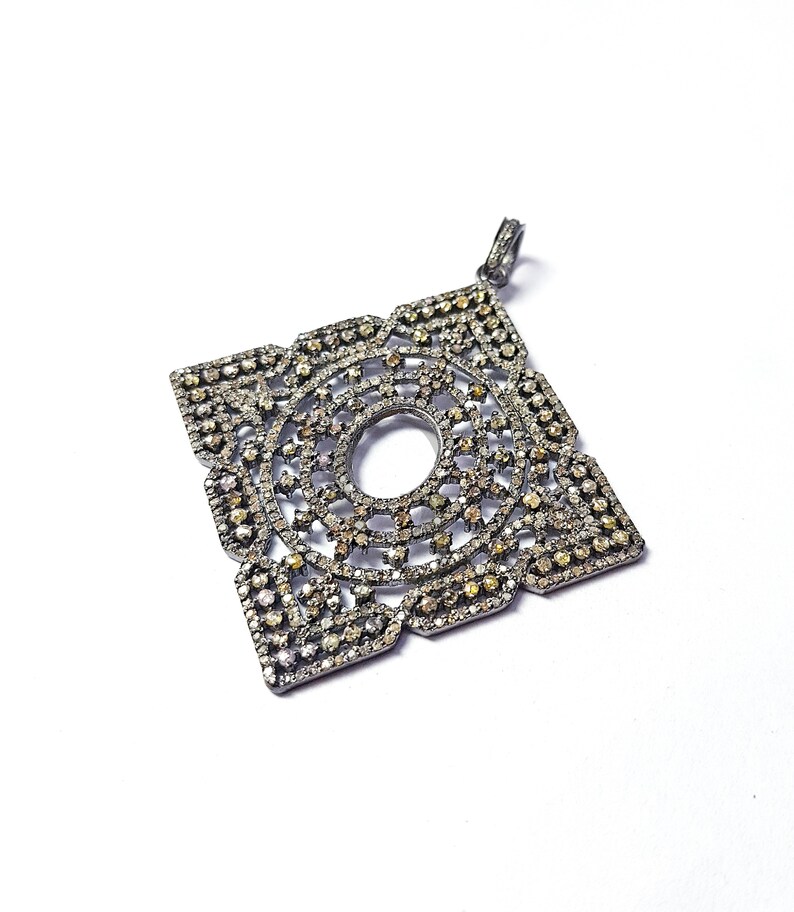 Very Beautiful Square Geometrical Design Pendant Pave Diamond - Etsy