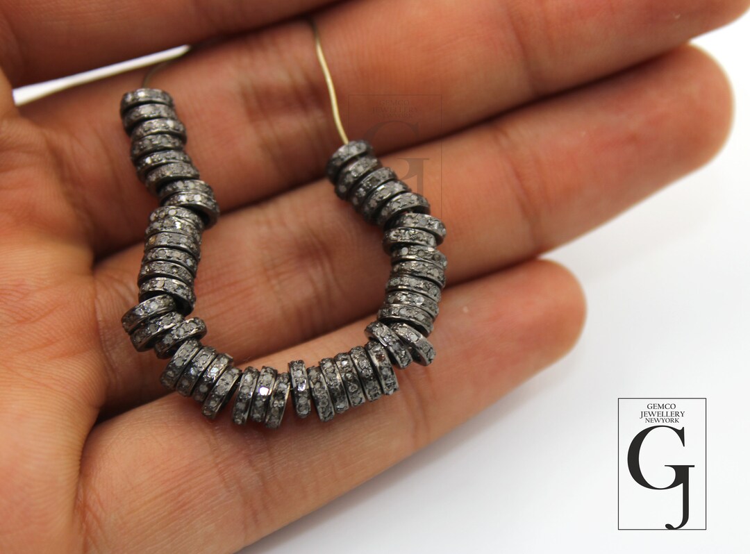 SET of 10pcs 8mm Rondelles Pave Diamond Bead / Spacers Design Pave ...