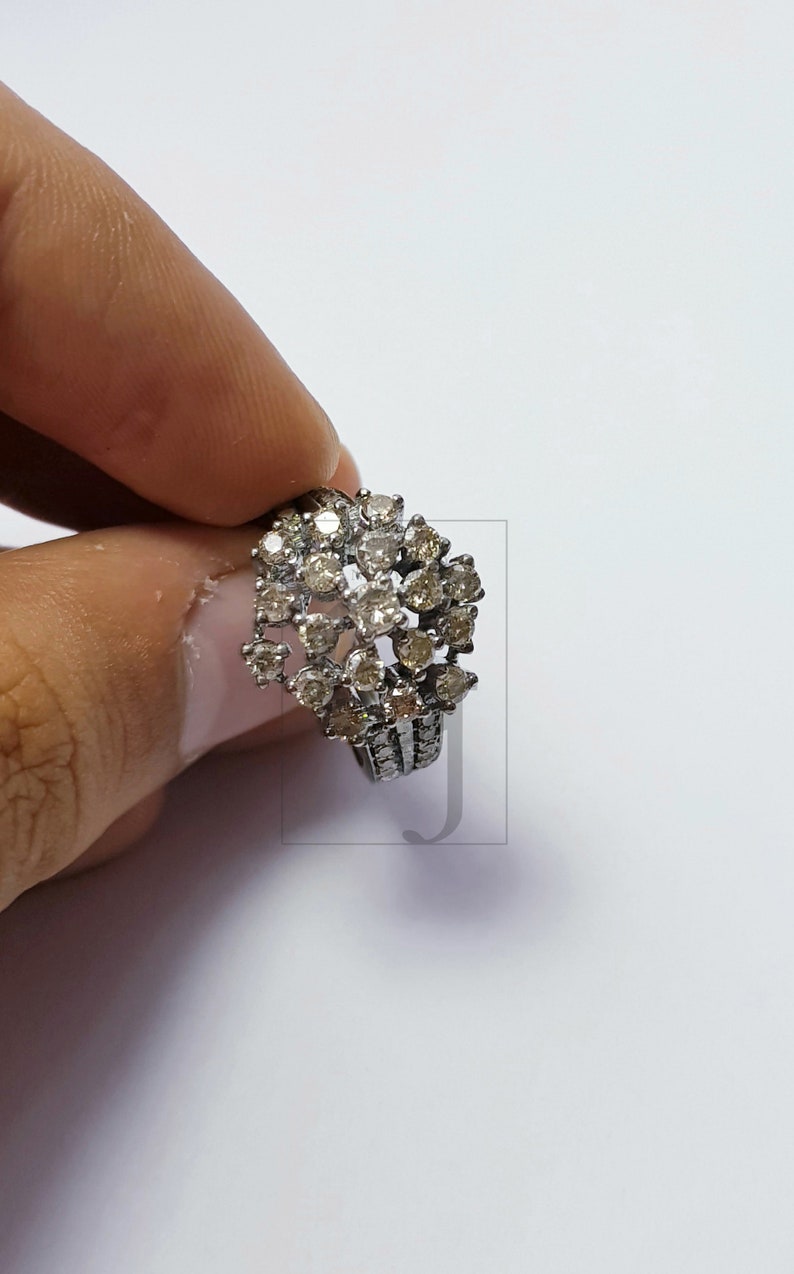 Antique Look Designer Rosecut Pave Diamond Rings 925 Sterling - Etsy