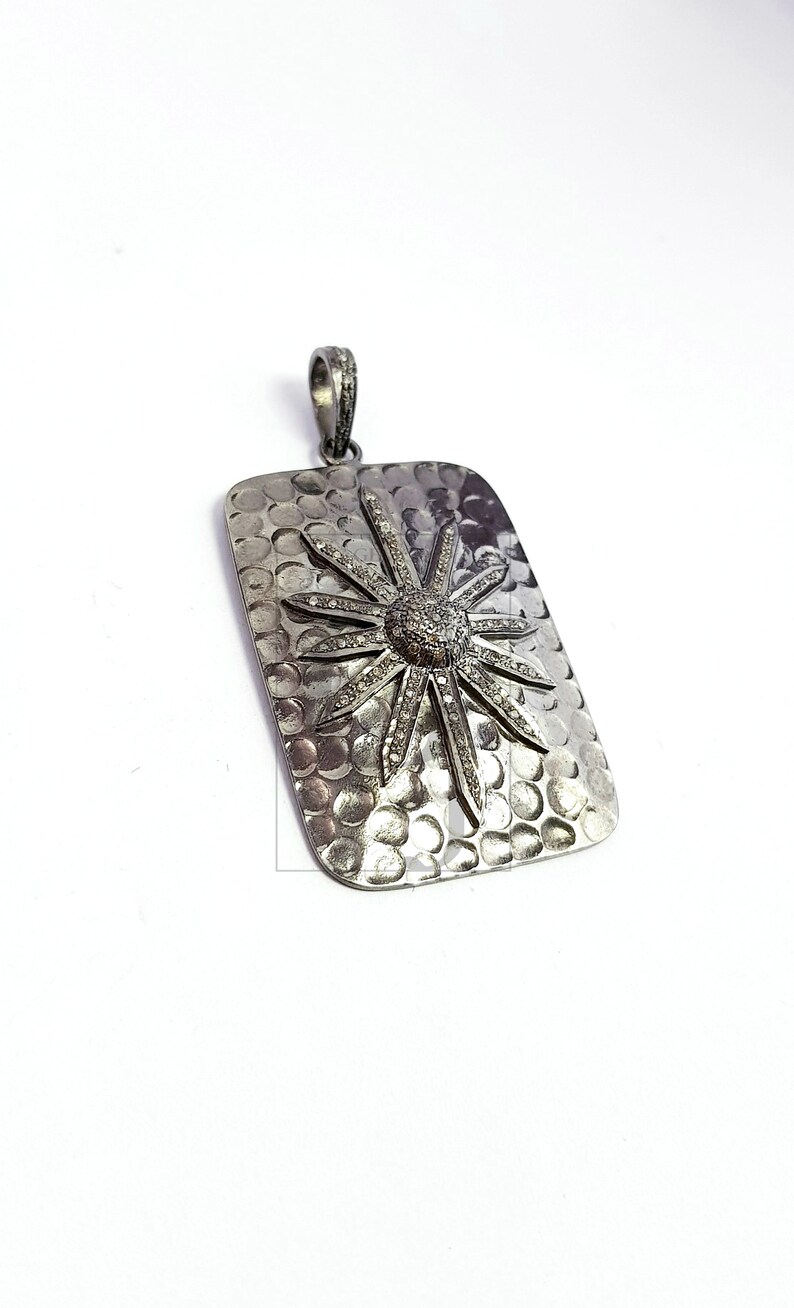 Rectangle Shaped Sunburst Designer Diamond Charm Pave Diamond - Etsy
