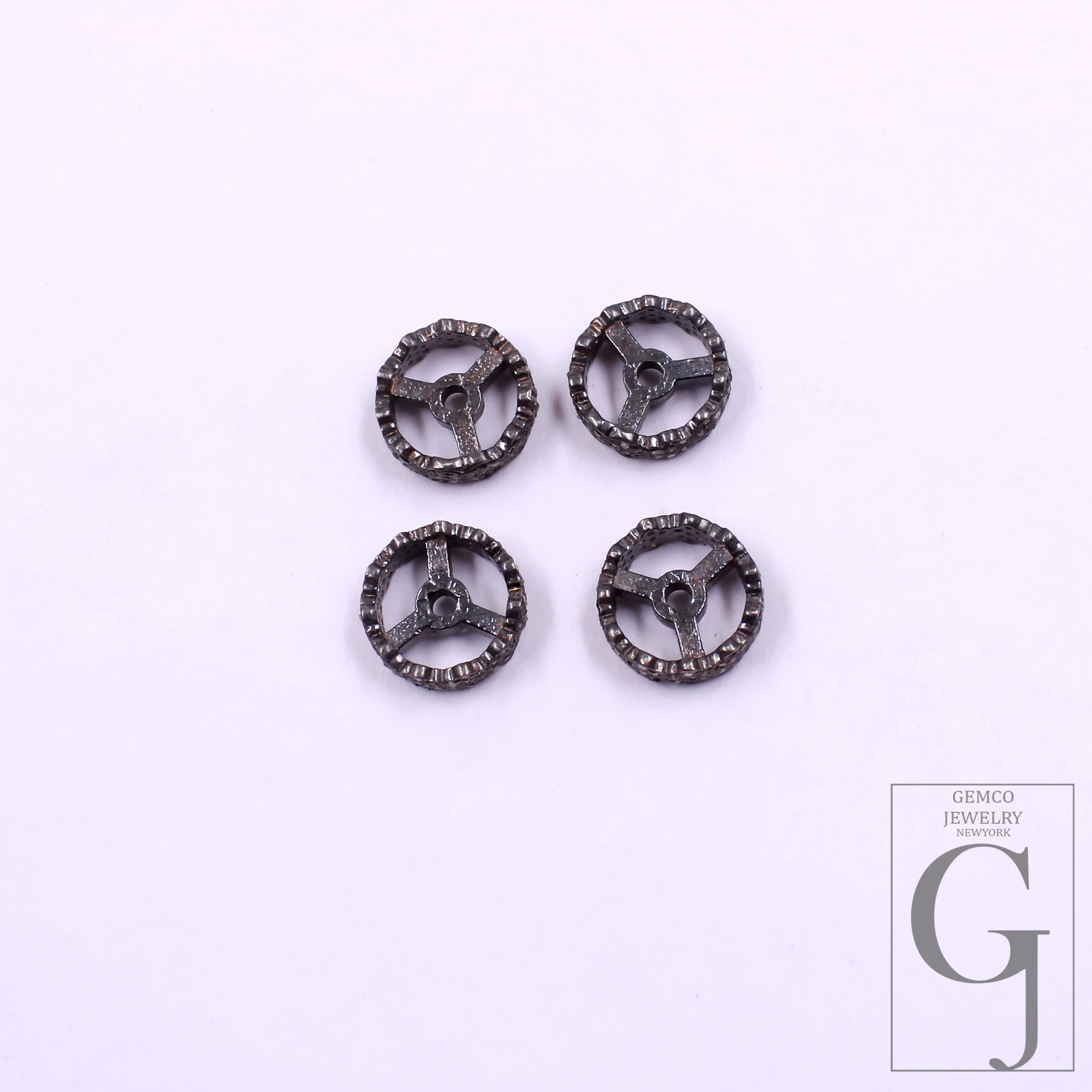 1pc 12mm Size Handmade Rosecut Pave Diamond Rondelle Bead: 925 Sterling ...