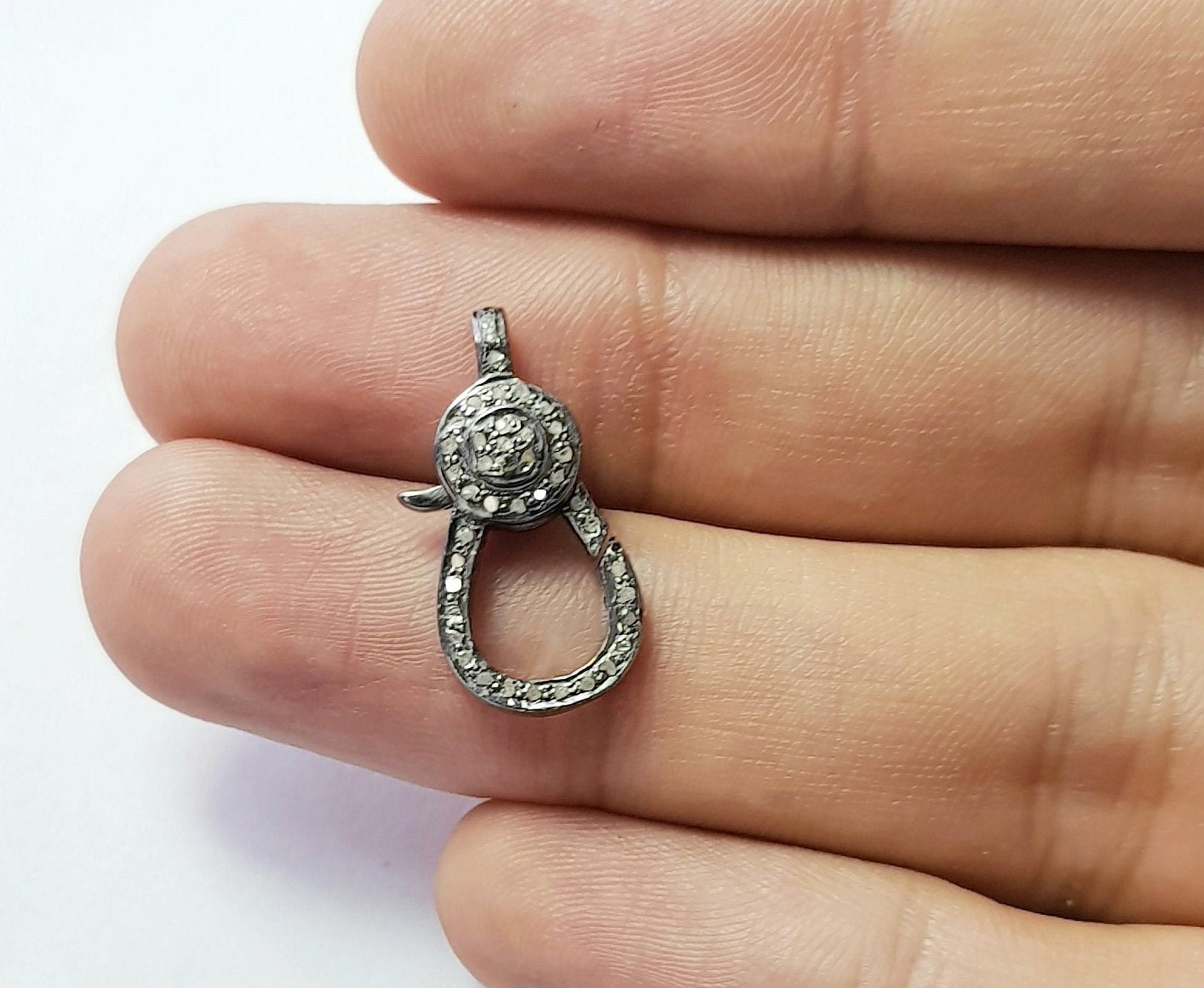 1 Pcs Pave Diamond Clasprose Cut Diamond Clasp Diamond - Etsy