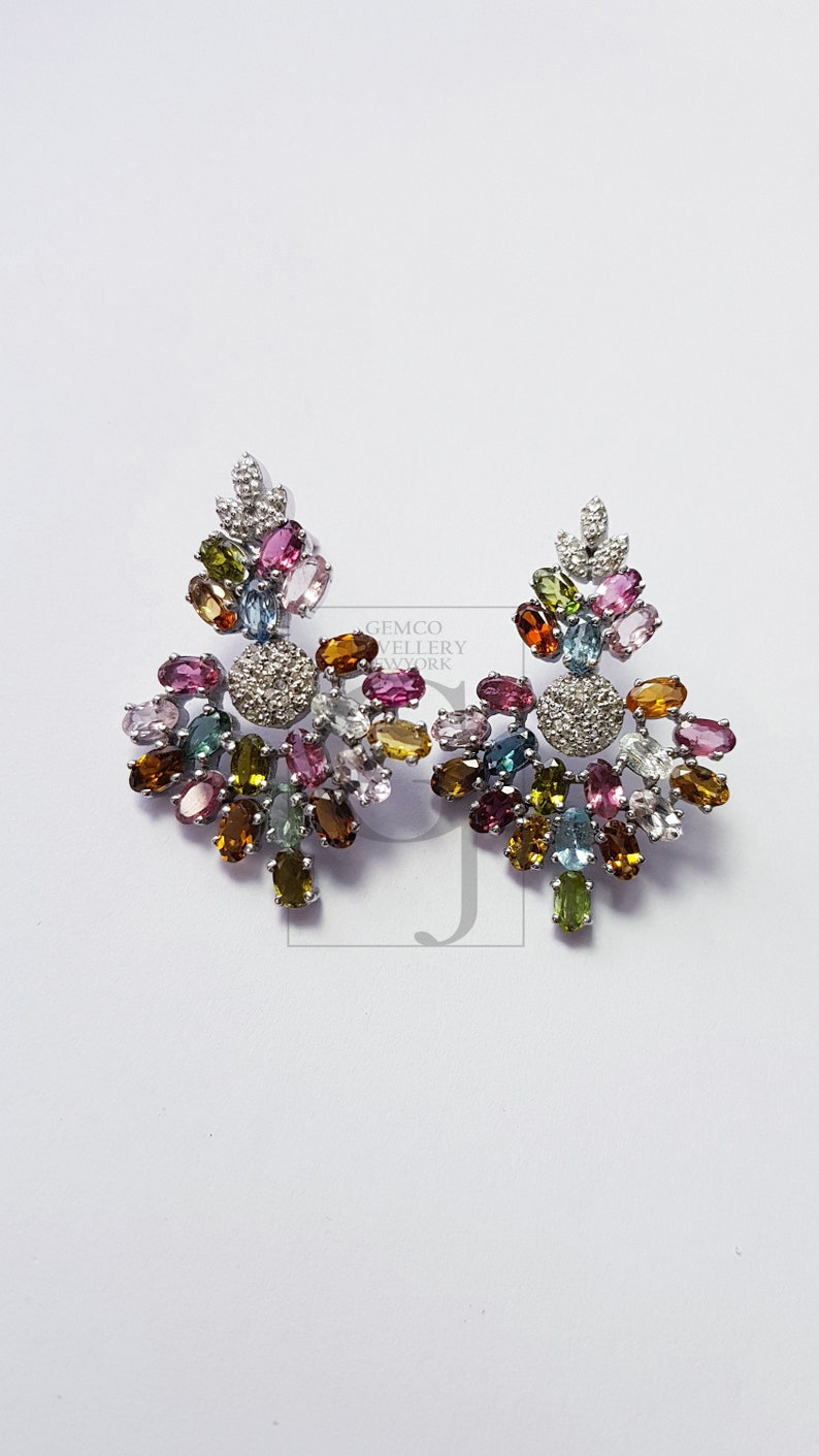 Natural multi colored tourmaline stone with rosecut diamond | Etsy