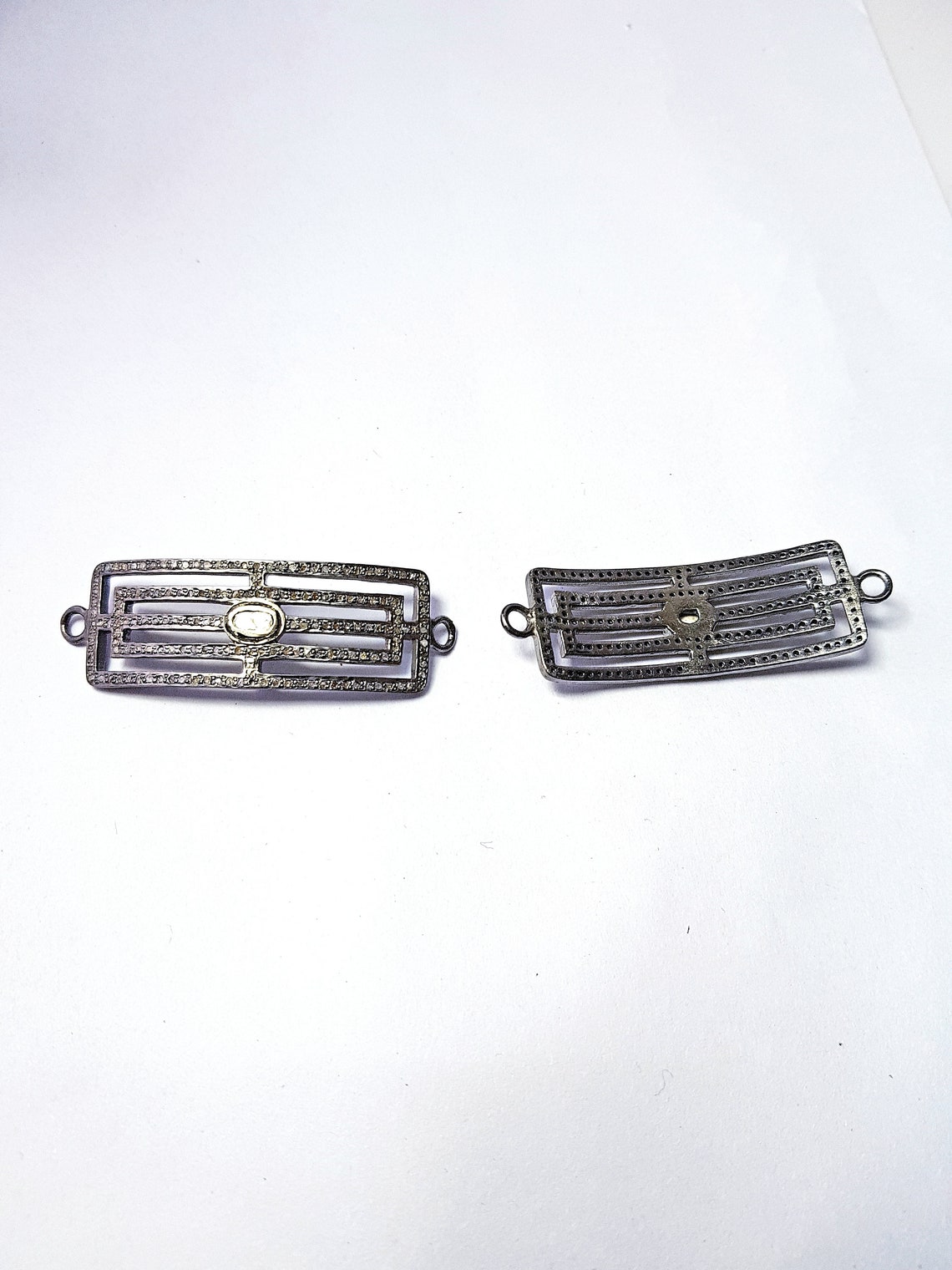 Pave Diamond Connector Pave Diamond Rosecut Connector 925 | Etsy