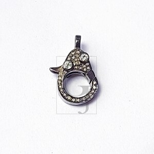 Both Sided Color Stone Design Clasp, Pave Rosecut Diamond Clasp, 925 ...