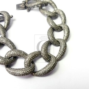 Very Beautiful Link Chain Pave Diamond Designer Bracelet Handmade ...