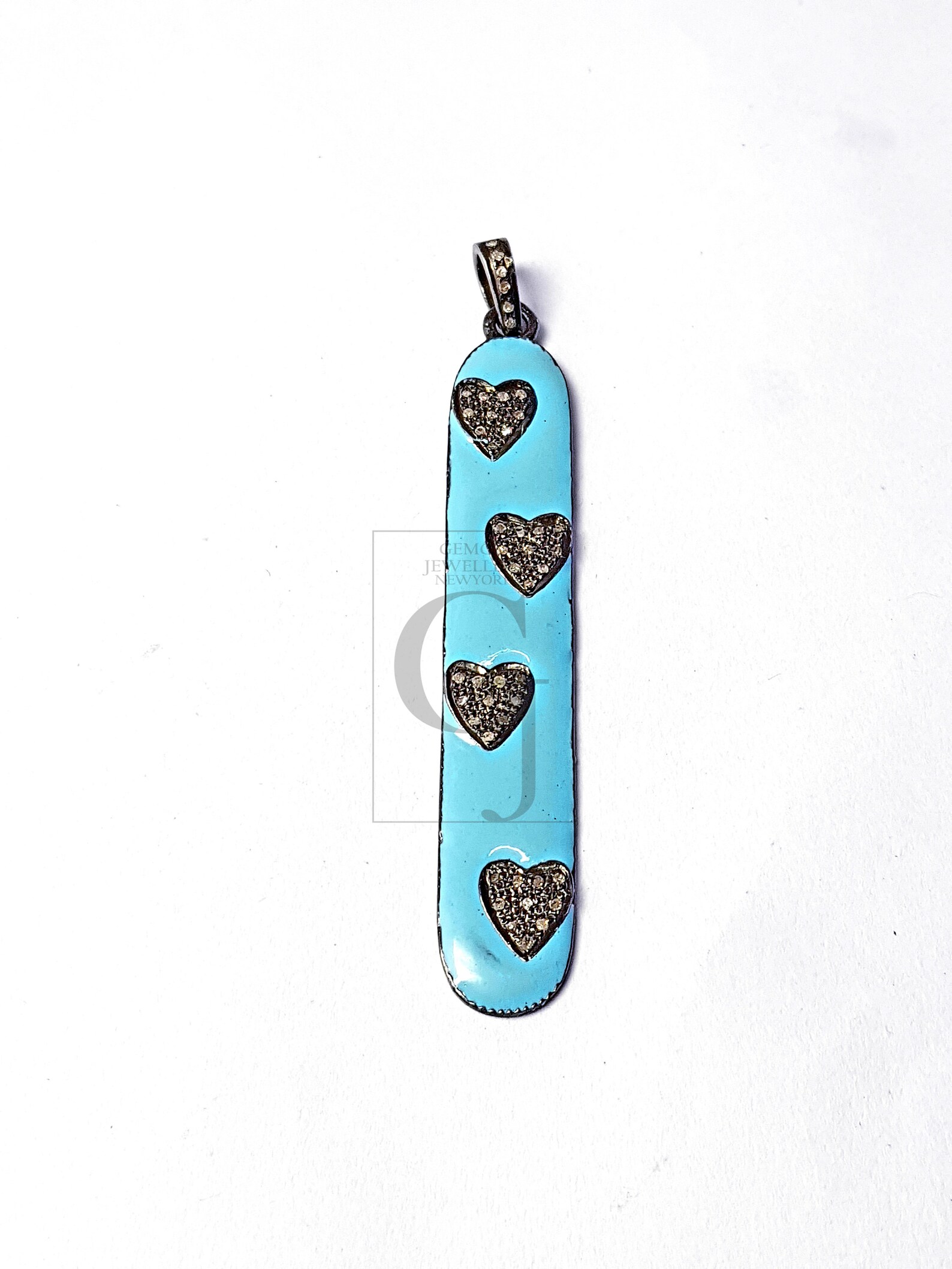 Long Enameling Colored Heart Design Charm Pave Diamond Rosecut - Etsy