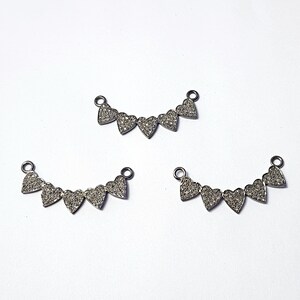 Heart Connecting Design Shaped Charm Connector Pave Diamond Rosecut ...