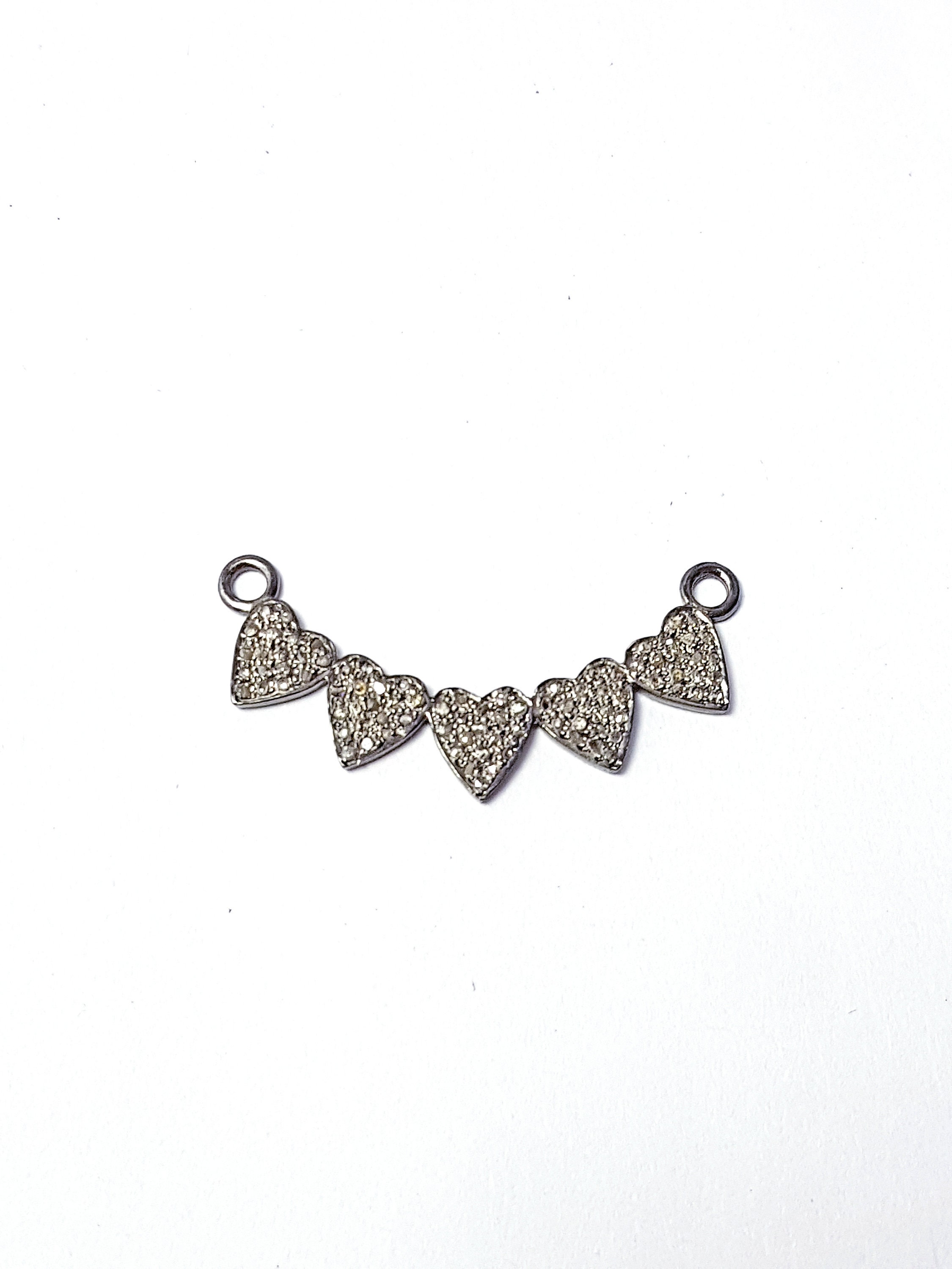 Heart Connecting Design Shaped Charm Connector Pave Diamond - Etsy