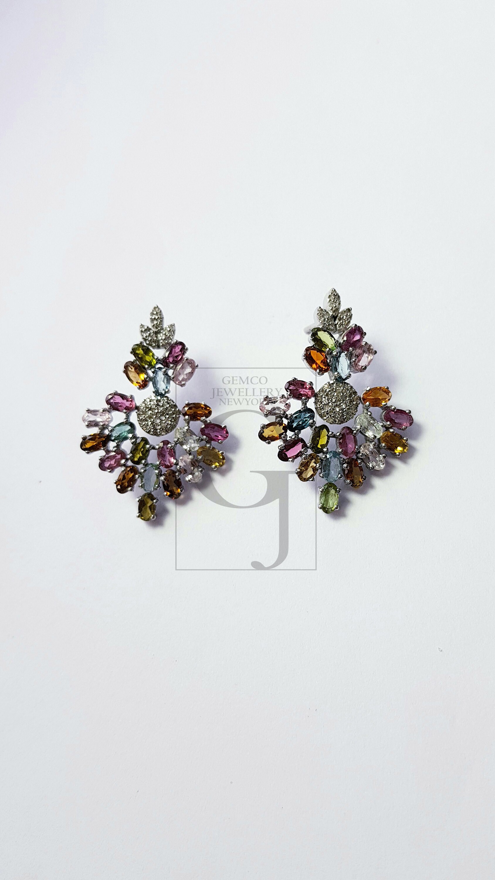 Natural multi colored tourmaline stone with rosecut diamond | Etsy