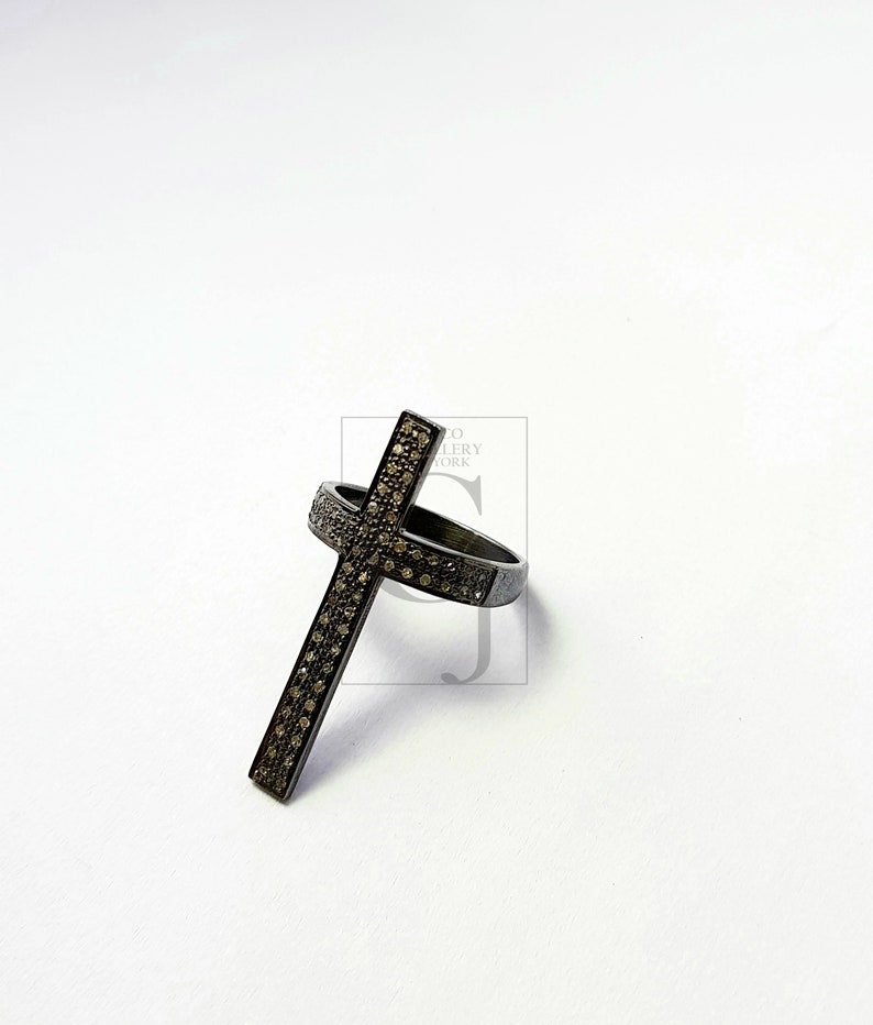 Beautiful Cross Design Pave Diamond Ring Rosecut Pave Diamond - Etsy