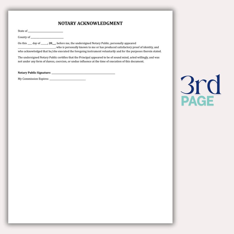 Durable Power of Attorney Template, Durable Power of Attorney Form ...