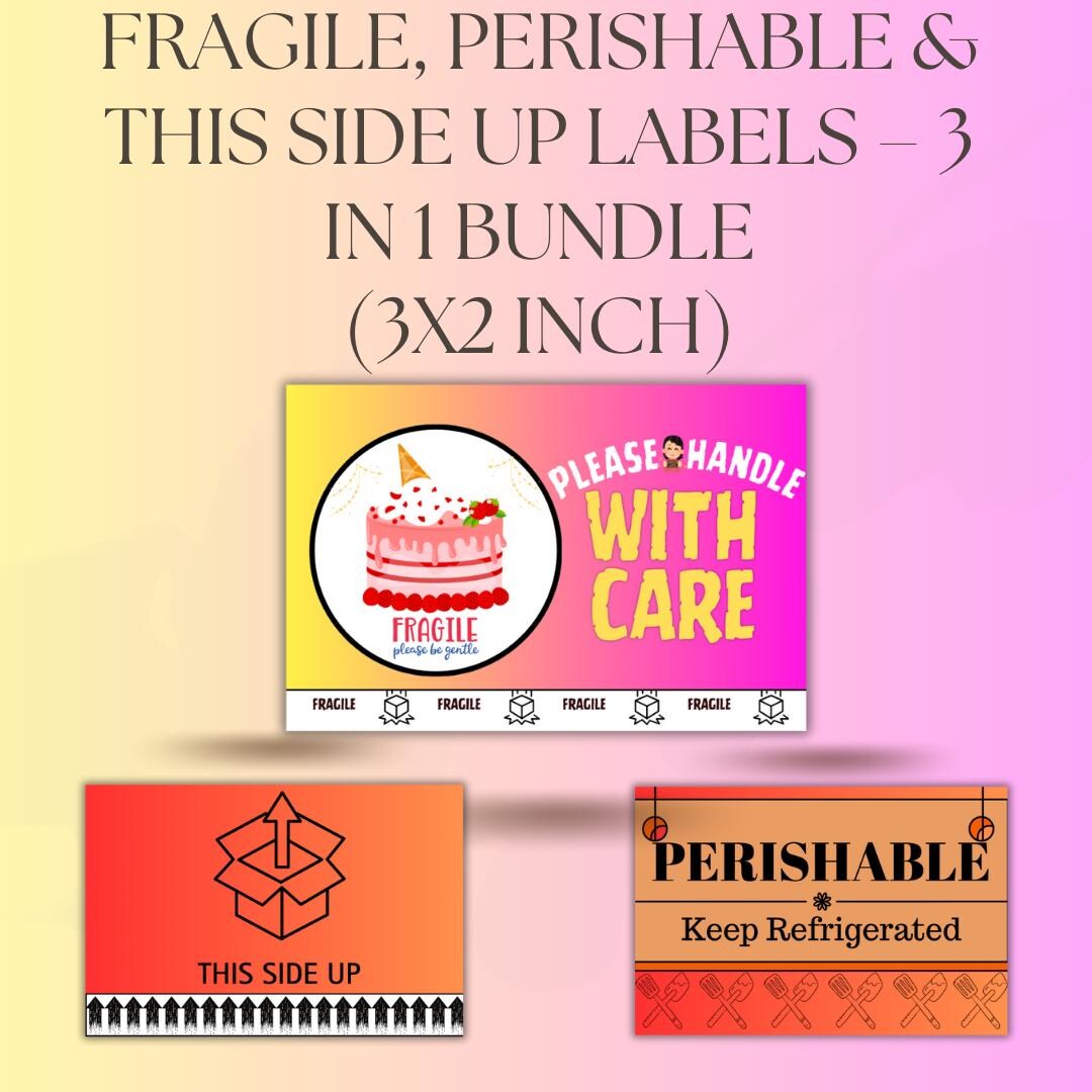 Fragile, Perishable, This Side up Labels – Printable Stickers for Cakes ...