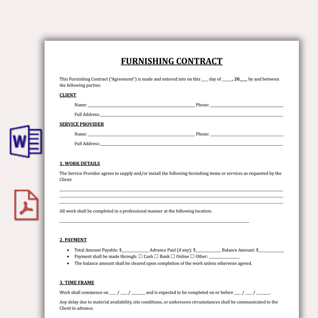 Furnishing Contract Template, Interior Furnishing Agreement PDF ...