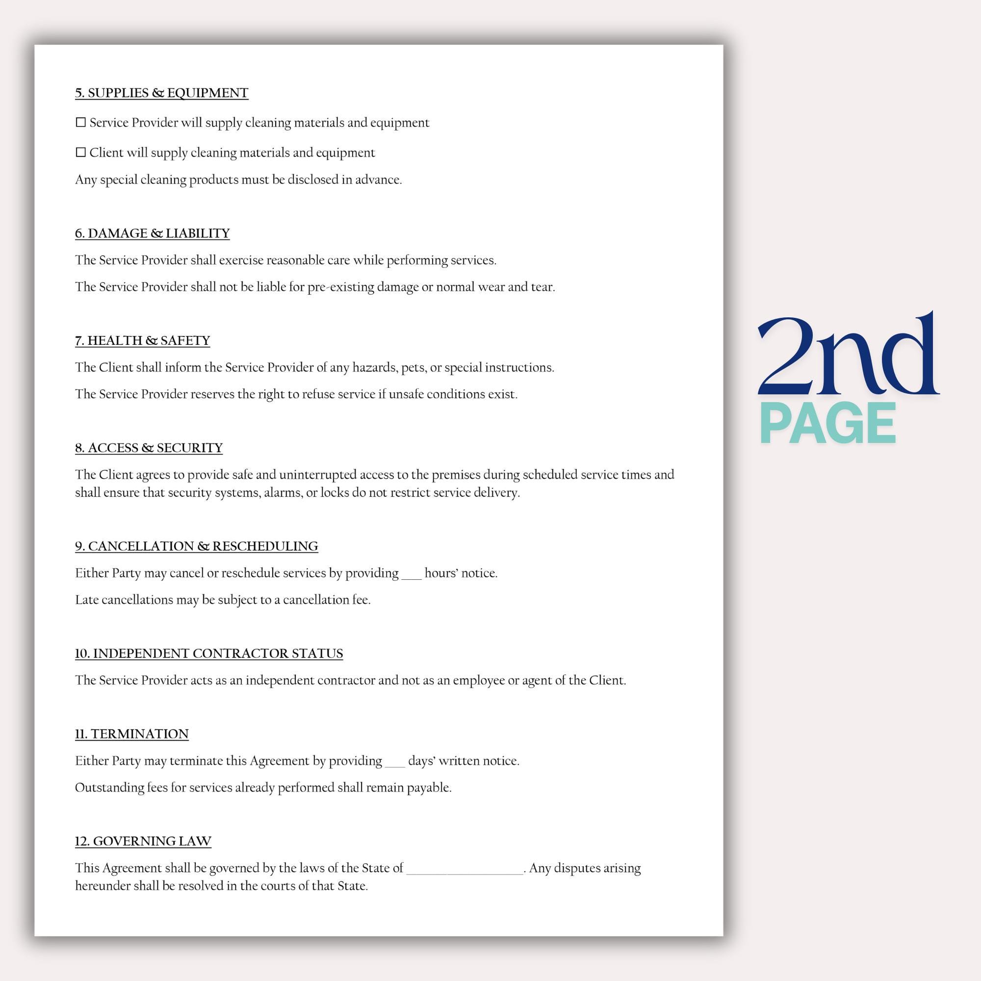Customizable Housekeeping Contract Template, House Cleaning Service ...