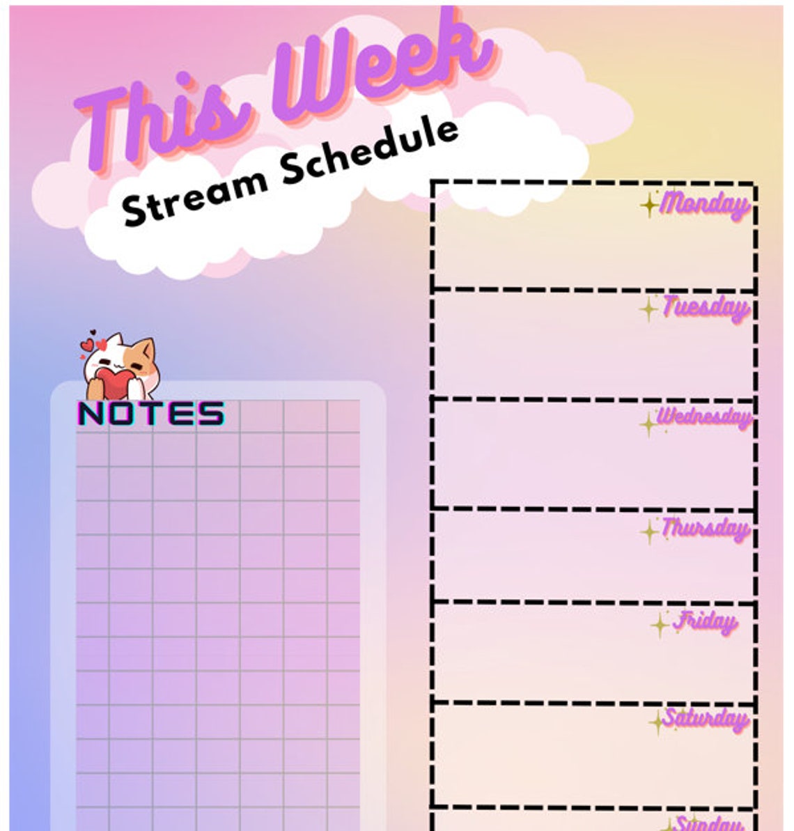Twitch Going LIVE Stream Weekly Schedule Planner PDF - Etsy