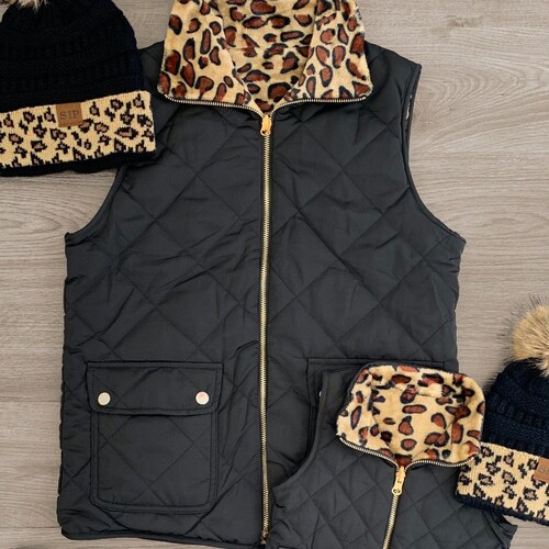 Mommy and Me Matching Black Cheetah Reversible Vest Mommy Me - Etsy