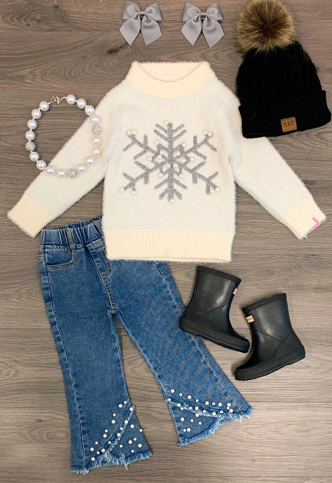 Girls Pearl Snowflake Sweater | Girls Snowflake Sweater | Girls Winter ...